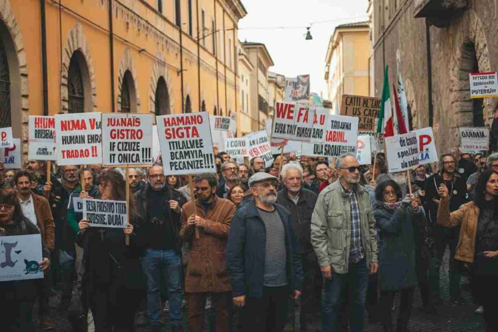 Striscione provocatorio al corteo pro-Pal: denunciato il 30enne che sfida Meloni, Salvini e ...